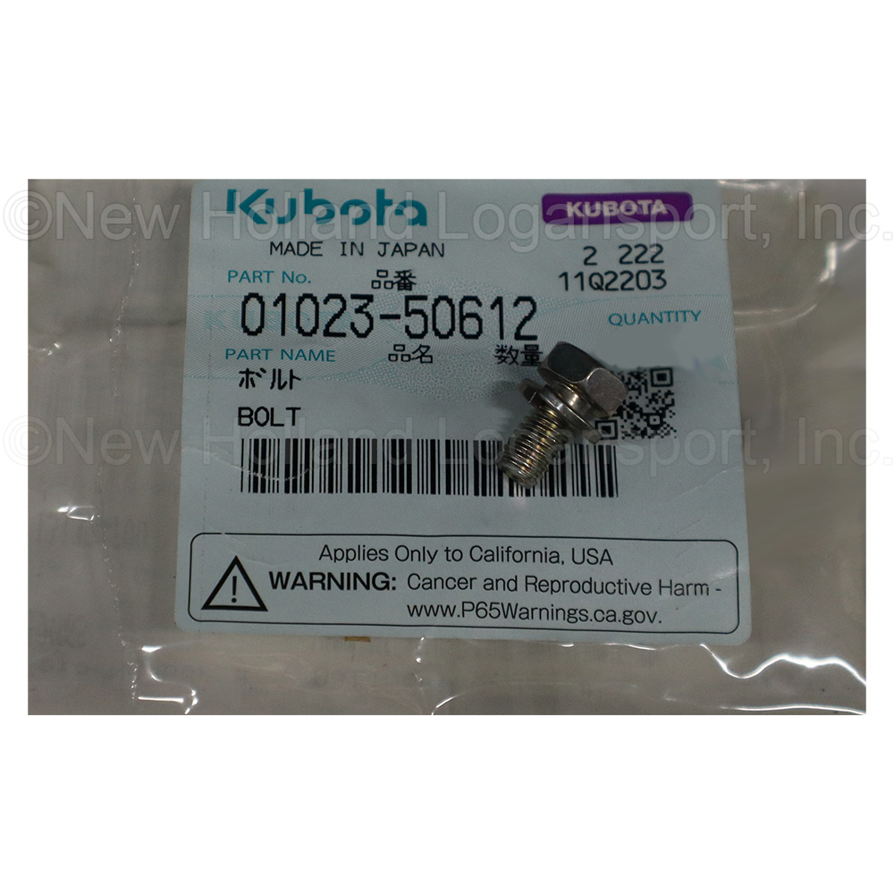 Kubota M6 x 1.0 x 12mm Bolt Part # 01023-50612 - New Holland Rochester