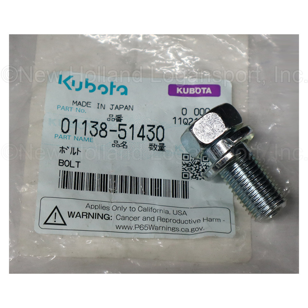 Kubota M14 x 1.5 x 30mm Bolt Part # 01138-51430 - New Holland Rochester